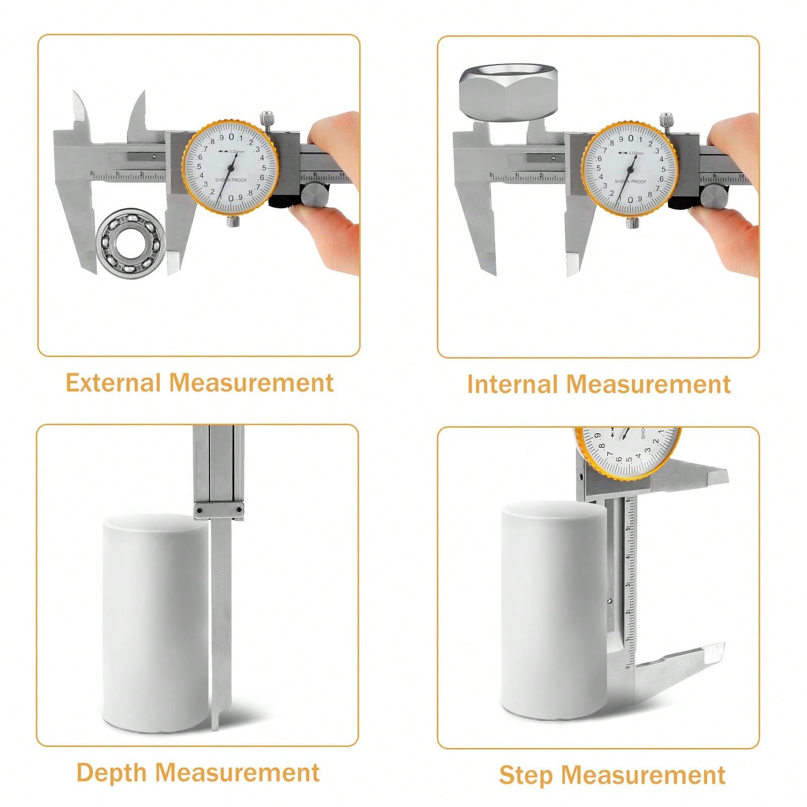 Dial Caliper 6 Inch Stainless Steel Vernier Caliper High Precision ...