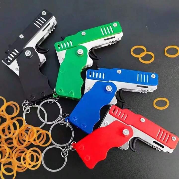 Rubber Band Gun Toy, Mini Metal Folding Rubber Band Launcher With ...