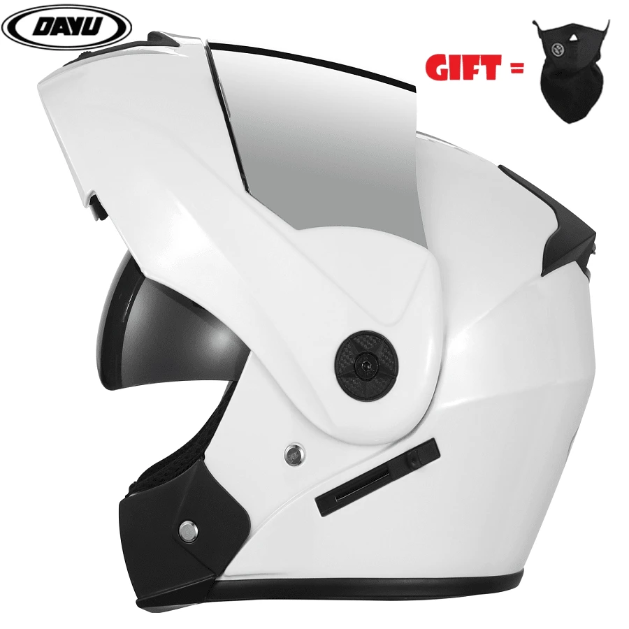 Dual Use Motorcycle Helmet & Open Face Helmet, White Color With Silver ...