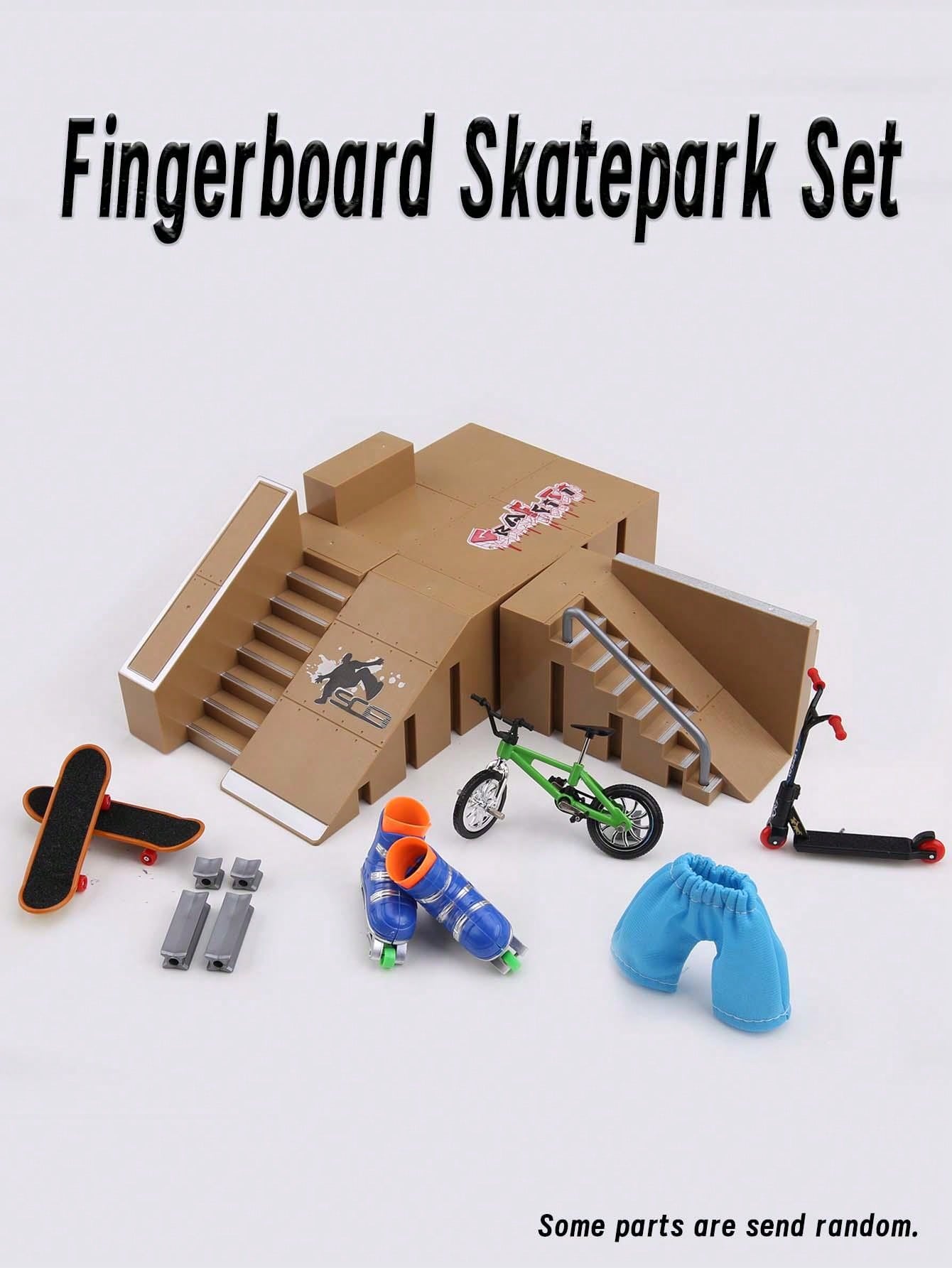 5-In-1 Finger Skateboard Skatepark DIY Mini Park Ramp For Tech Practice Deck Platform Stunt ...