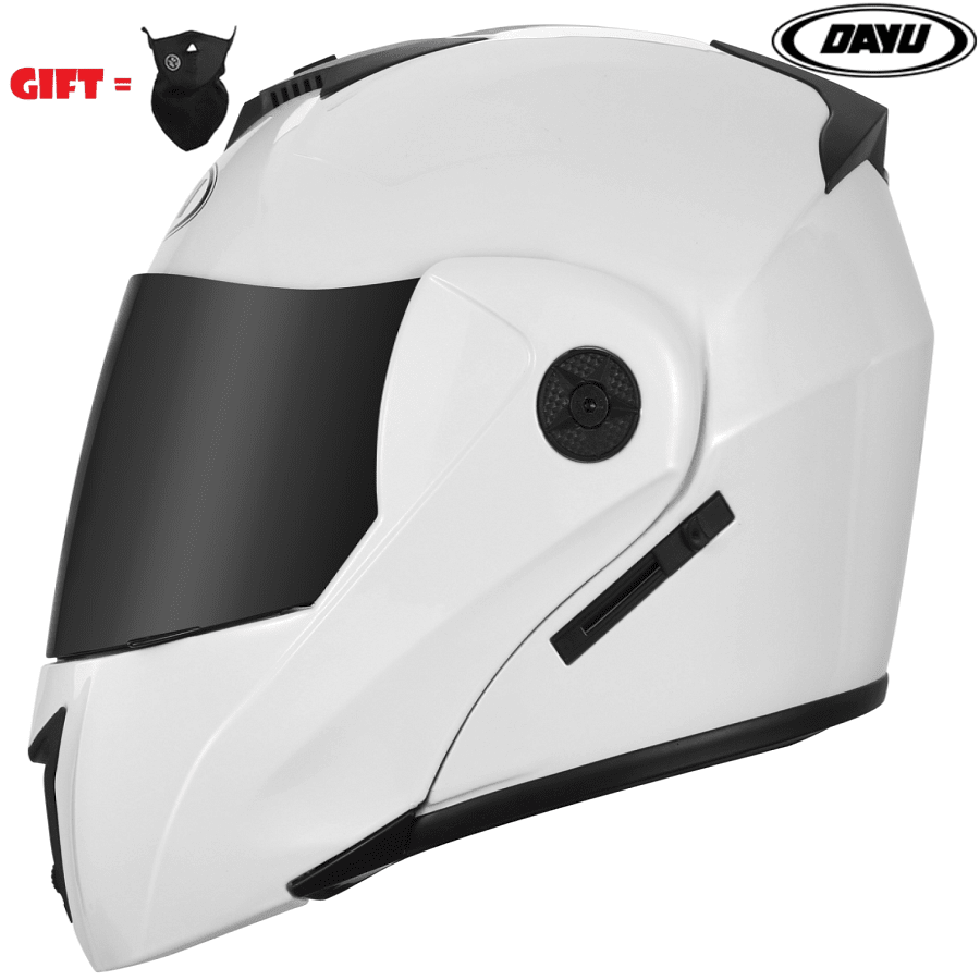 Dual Use Motorcycle Helmet With Flip-Up Visor, White Color With Black ...