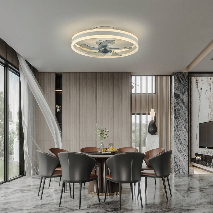 20" Ceiling Fans With Lights And Remote Dimmable Low Profile Ceiling ...