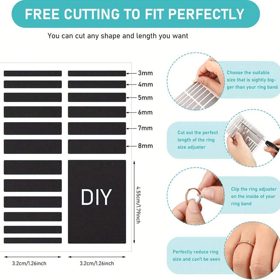 4pcs Ring Size Adjust EVA Invisible Sticker For Loose Rings Transparent ...