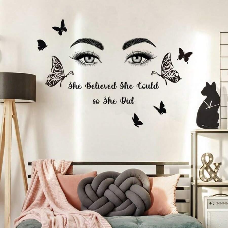 Inspirational Wall Decal Quotes Eyelash Eyes Wall Stickers Motivational ...