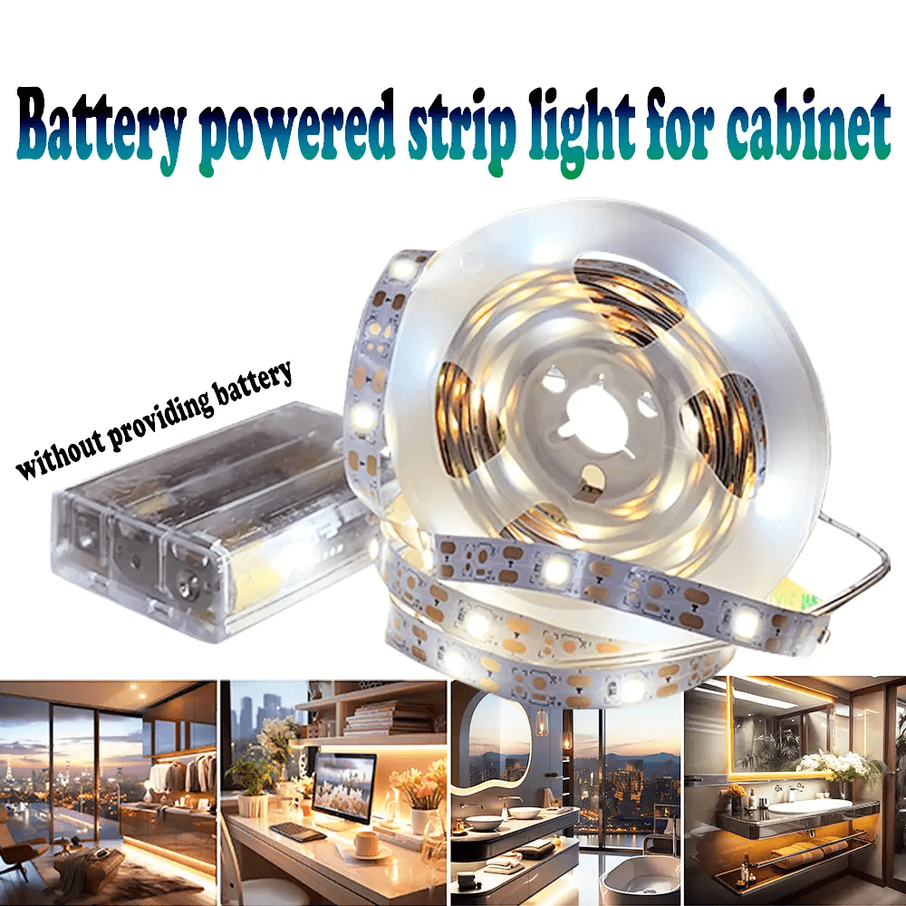 Wardrobe Strip Light, Battery Powered 16.4 Foot LED Strip Light For ...