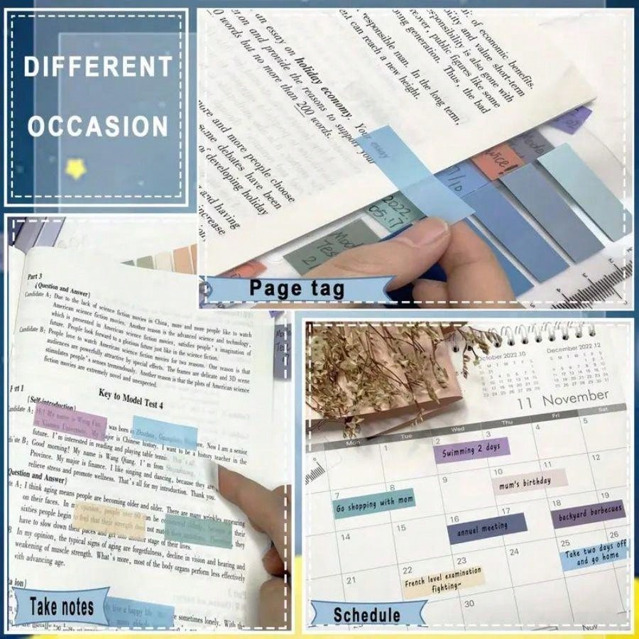 800pcs Sticky Tabs Book Tabs - 40 Colors Writable Morandi Sticky Tabs ...