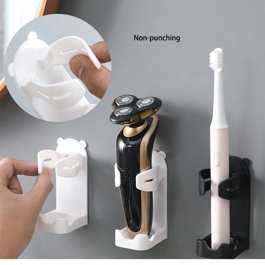 Black And White Wall-Mounted Abs Material Electric Shaver Holder For ...