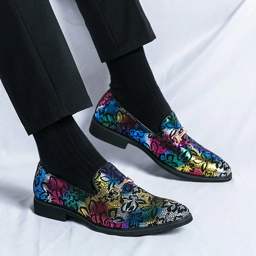 Men's Slip-On Patent Leather Shoes, Colorful, Business Formal ...