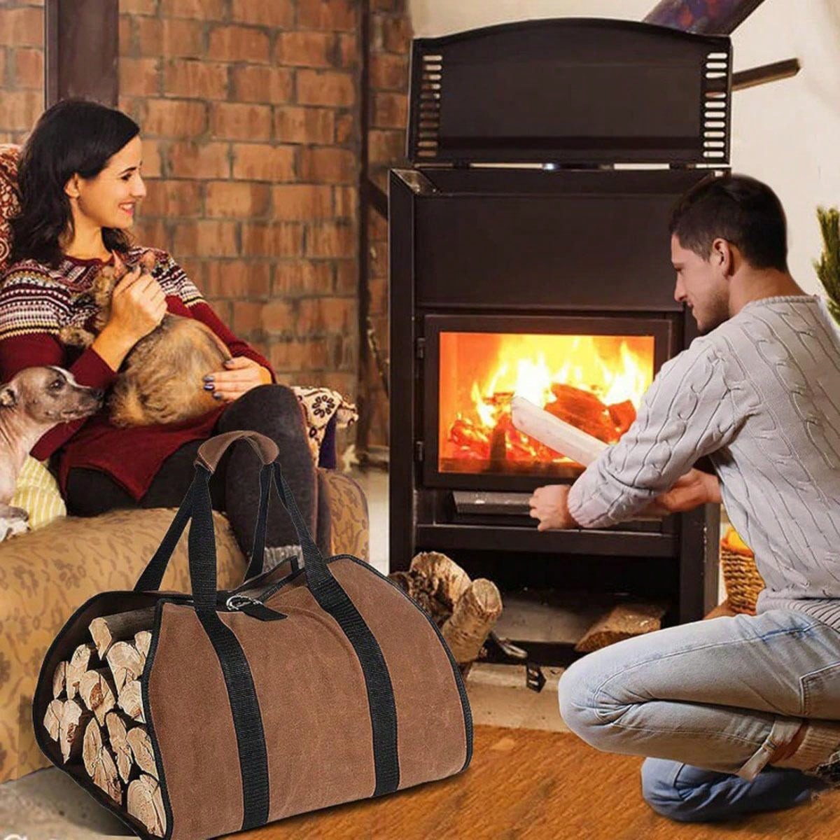 Oxford Cloth Firewood Tote Bag, Portable Firewood Logging Bag ...