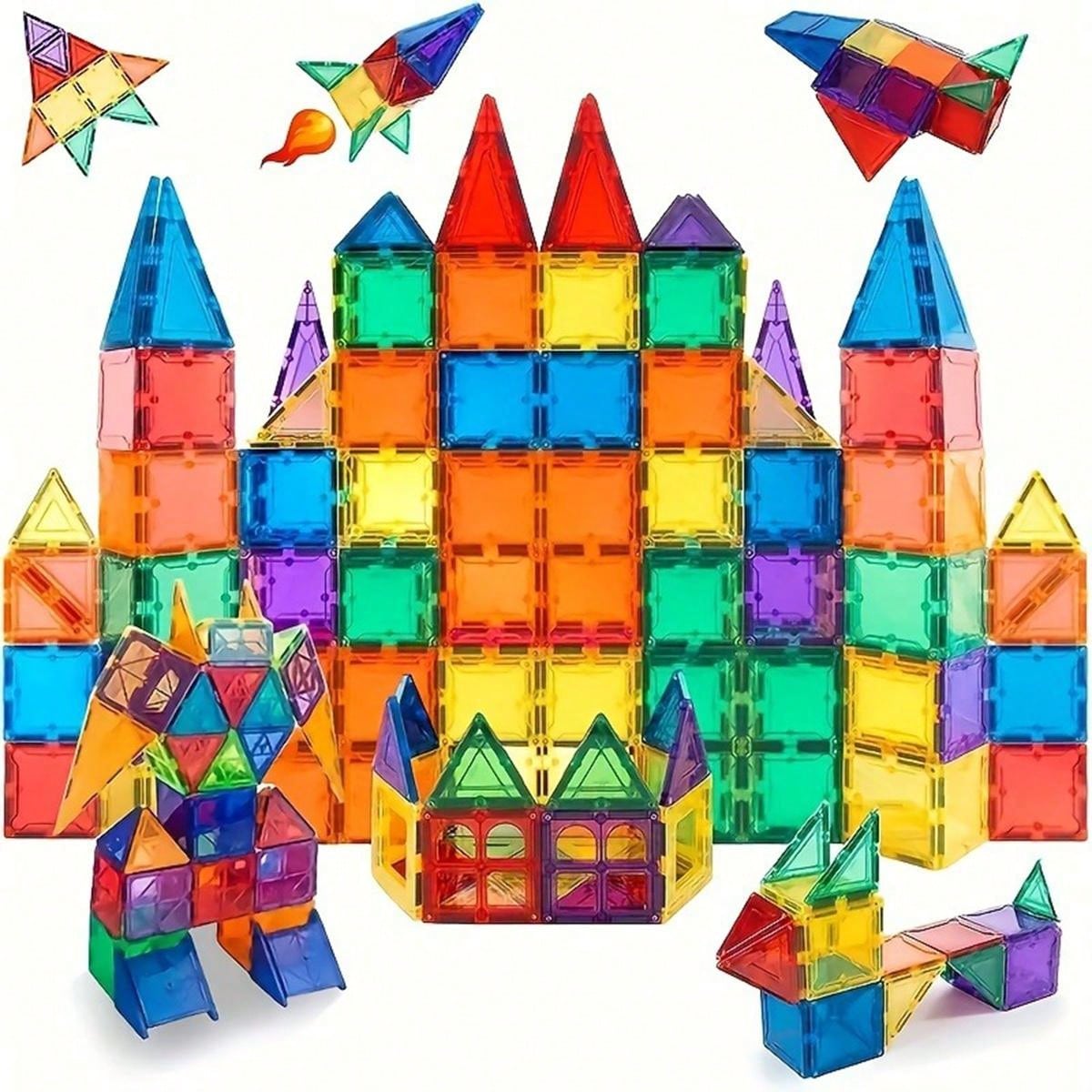Christmas Decoration 61pcs Magnetic Ceramic Building Blocks Toy Set, Colorful Magnetic Blocks ...