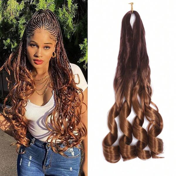24Inches Synthetic Loose Wave Spiral Extensions Braid Hair Curl Crochet ...