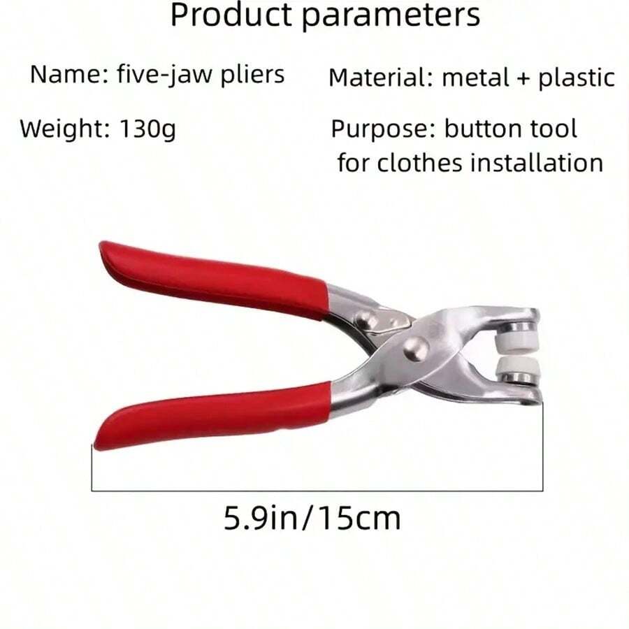 Hand Press Pliers Set 9.5mm Five-Jaw Button Installation Tool Metal ...