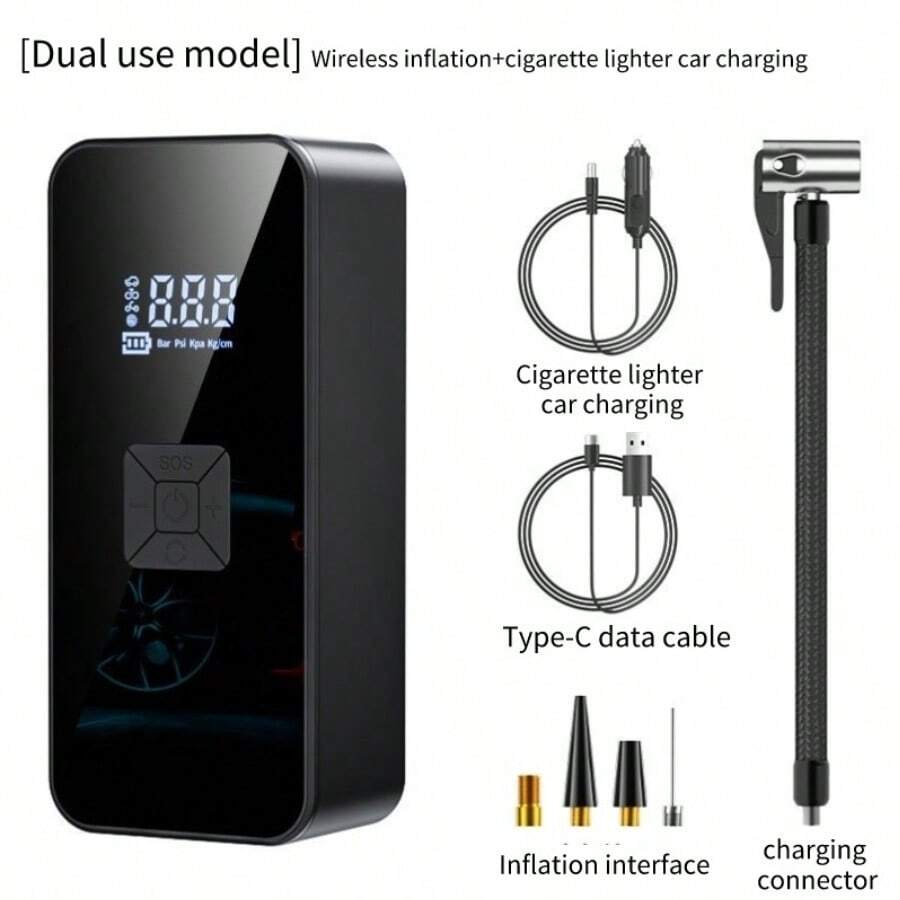 Car inflatable pump portable car wireless digital display pump ...