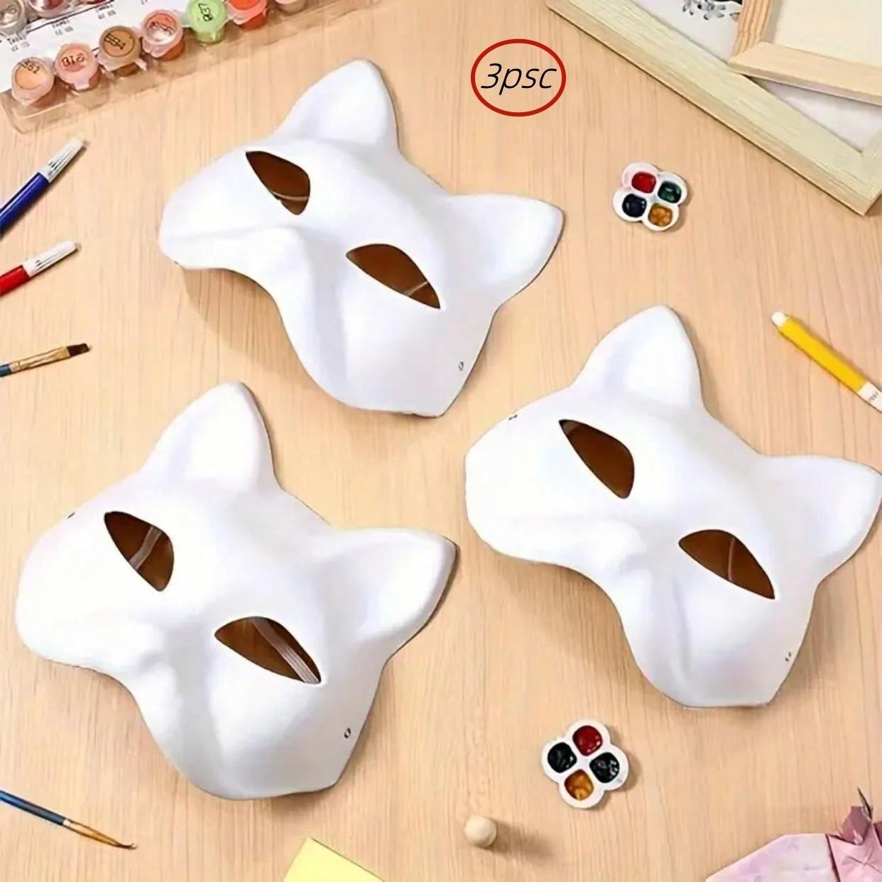 3PCS Paper Masks Cute Cat Shaped Masks For Party Carnival Gifts ...