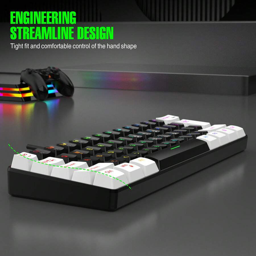 60% Wired Gaming Mini Keyboard, RGB Backlit Film Keyboard, Ultra ...