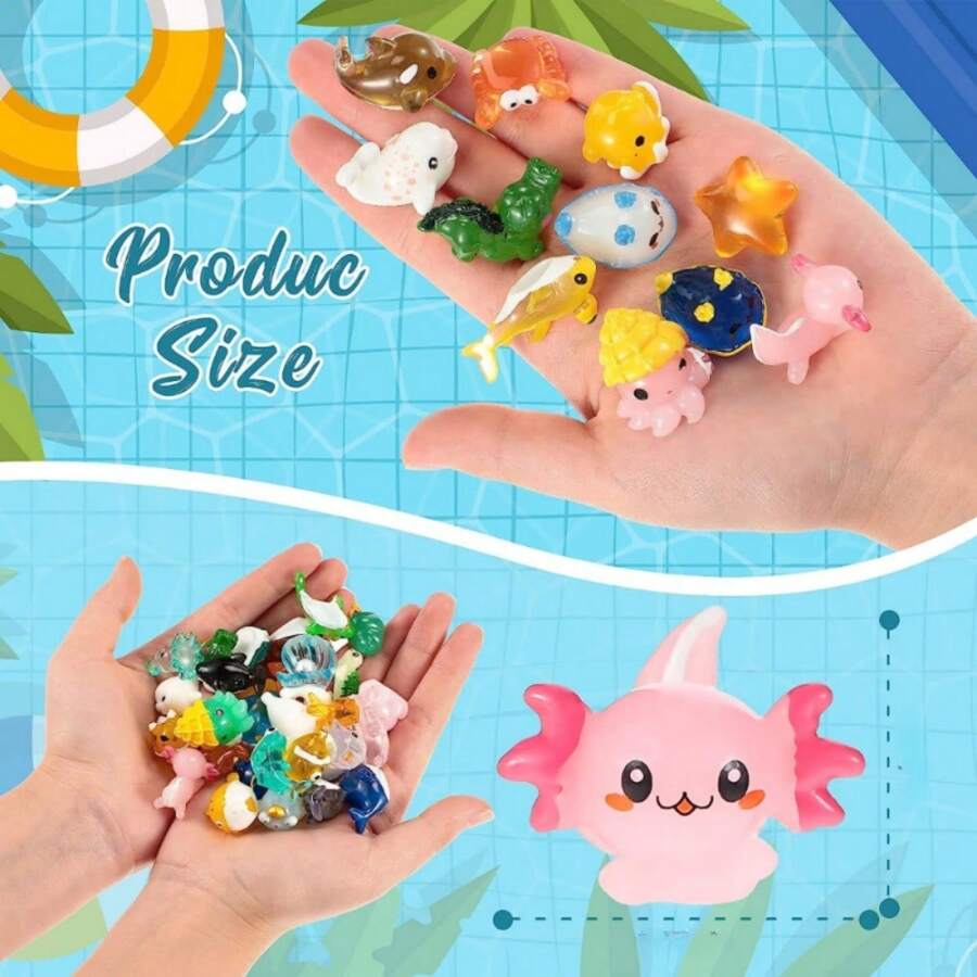 20Pcs Random Color Mini Resin Ocean Animals Ornaments, Ocean Themed ...