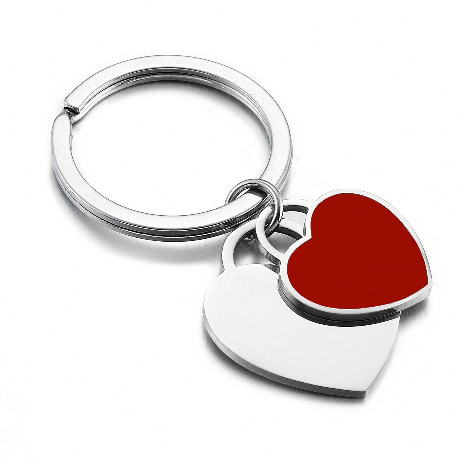 Double Heart Keychain For Couples,Cute Heart Keychains For Boyfriend ...