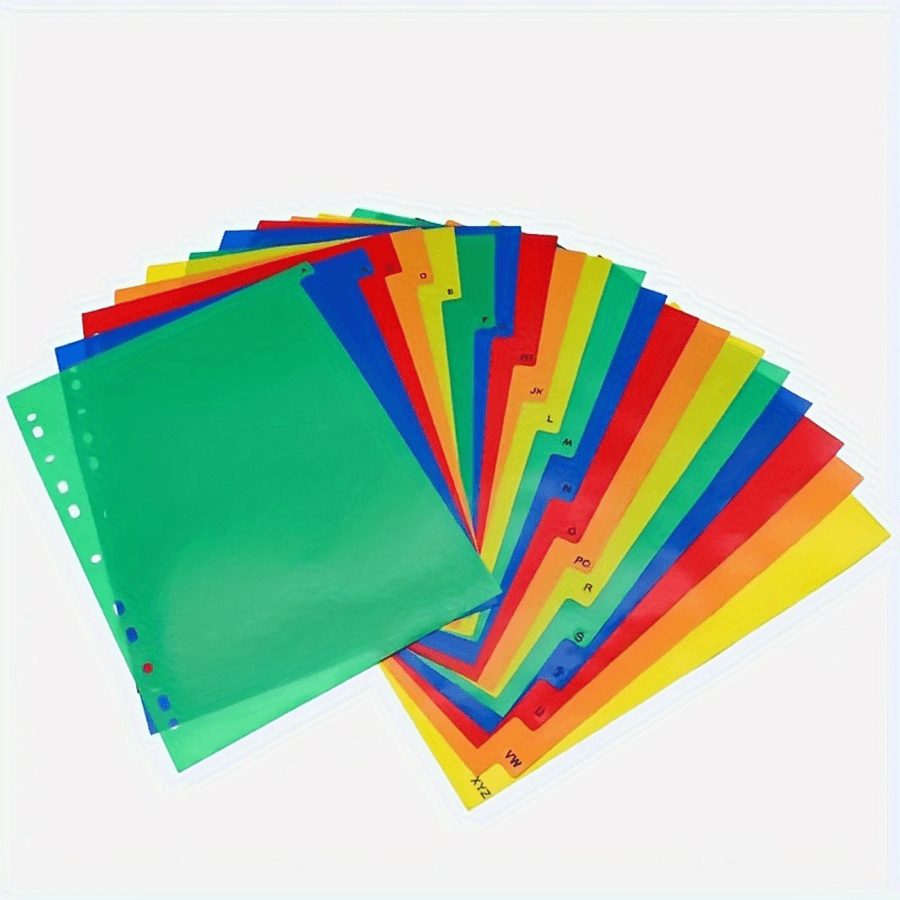 21 Sheets A4 Multicolor Alphabet Separation Bag & Separation Page ...