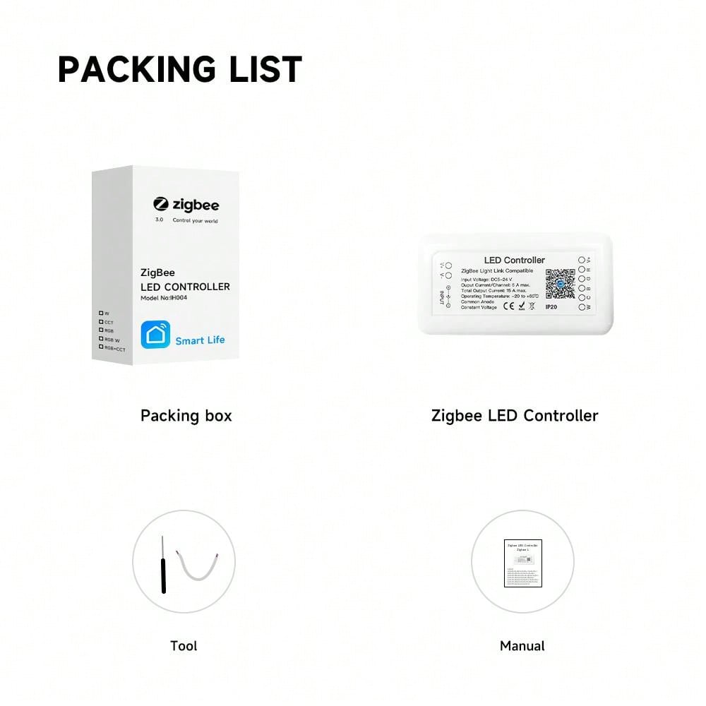 1 PCS Tuya Zigbee Smart LED Controller RGB+CCT Controller 6 Pin Light ...