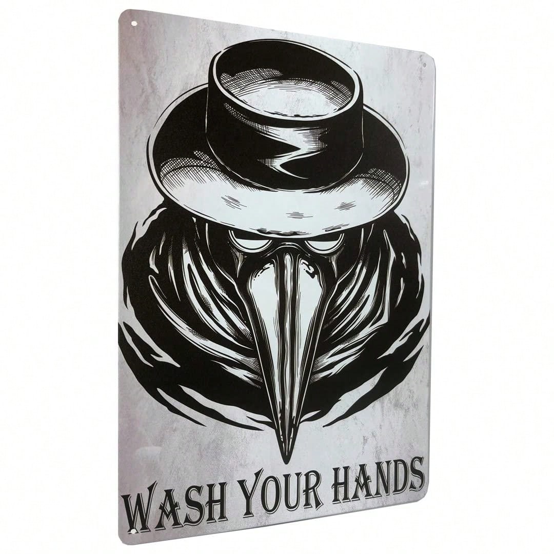 Wash Your Hands Sign Vintage Metal Signs Plague Doctor Wall Decor Retro ...