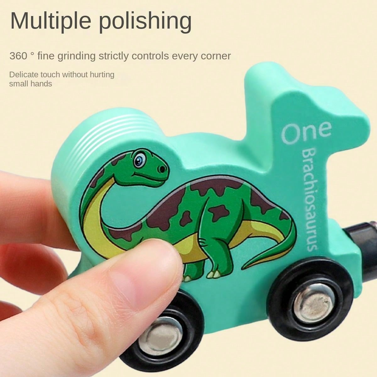 11 Different Dinosaur Themed Numbered Small Trains Kids Wooden Building ...