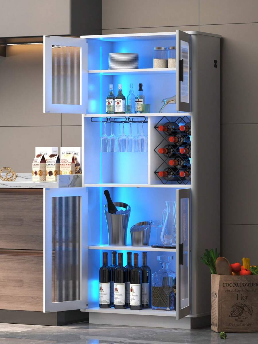 Led Wine Cabinets With Removable Wine Rack Bar Cabinets For Liquor Buffet Sideboard With