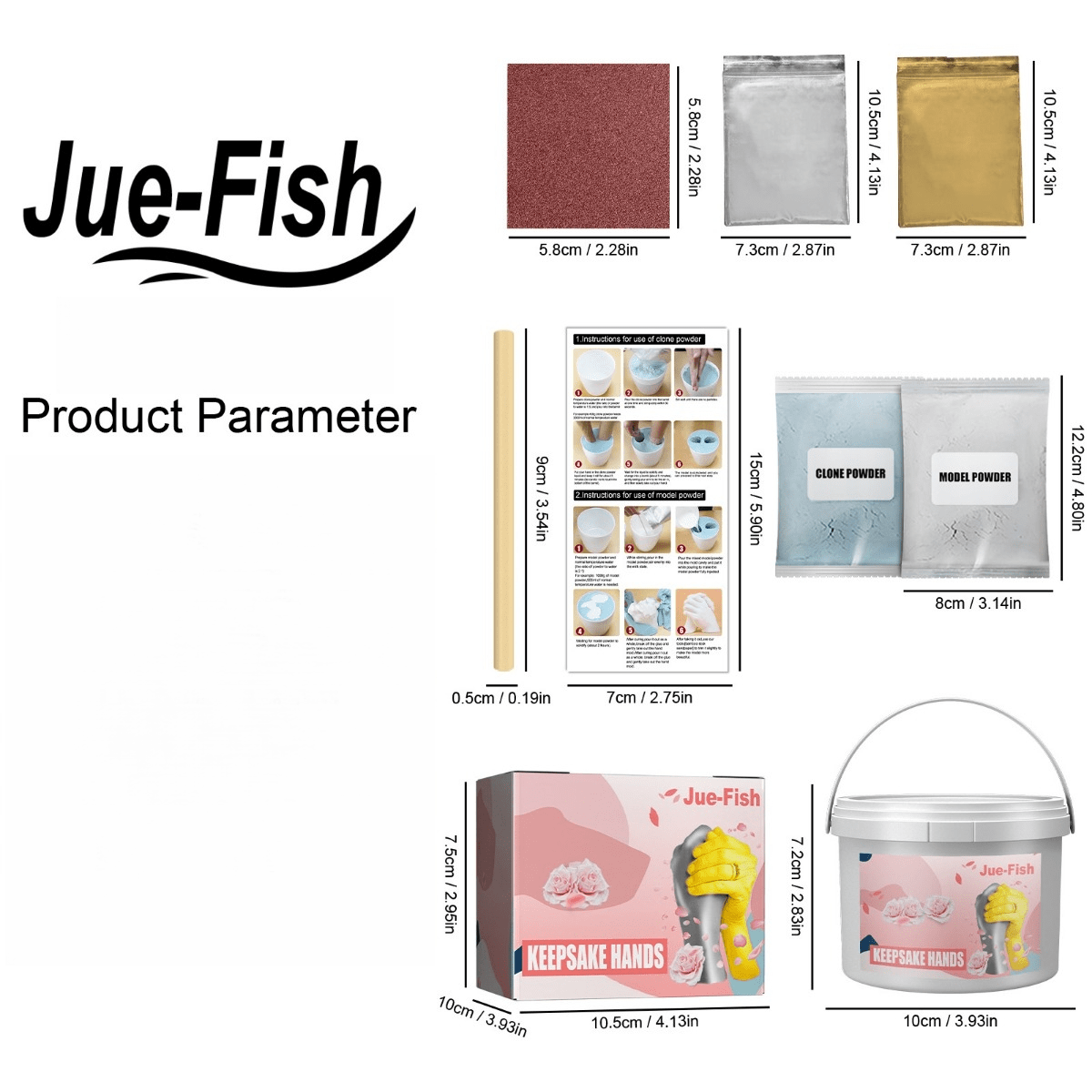 1set Jue Fish 3d Stereo Hand Mold Diy Cloning Powder Printing Model ...