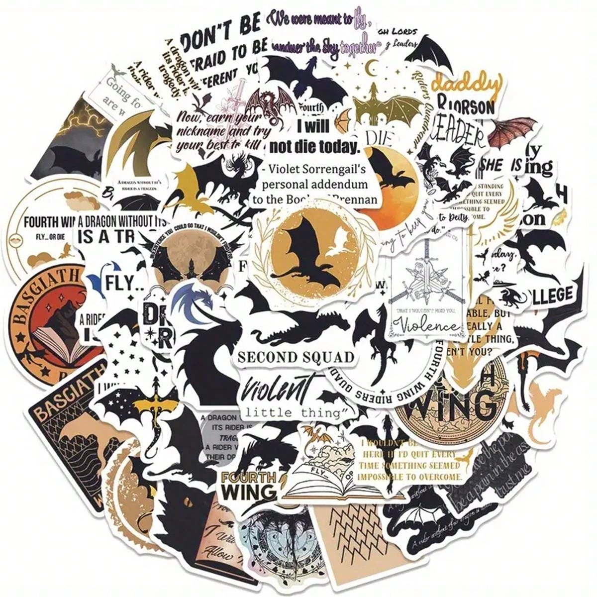 50pcs Fourth Wing 2 Decal Sticker Office Guitar Laptop Bicycle Car ...