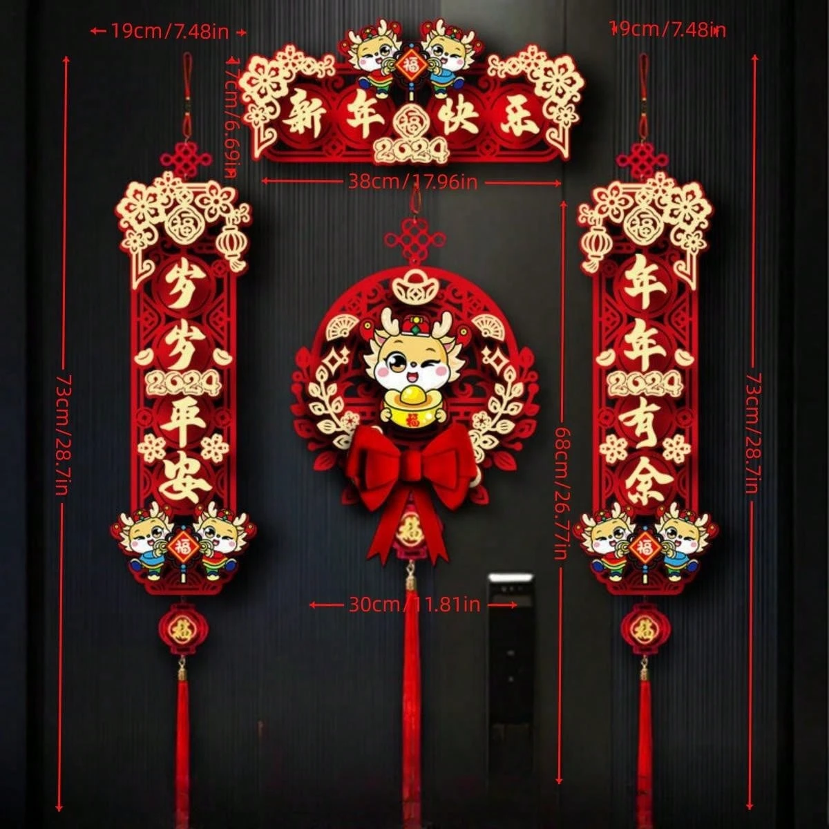 Chinese New Year Couplets Door Stickers & Fu Character Decorations ...
