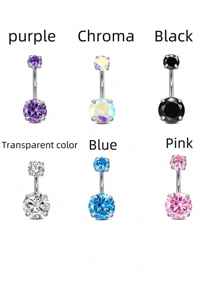 Belly Button Rings Round Cubic Zirconia Navel Barbell Stud Body ...