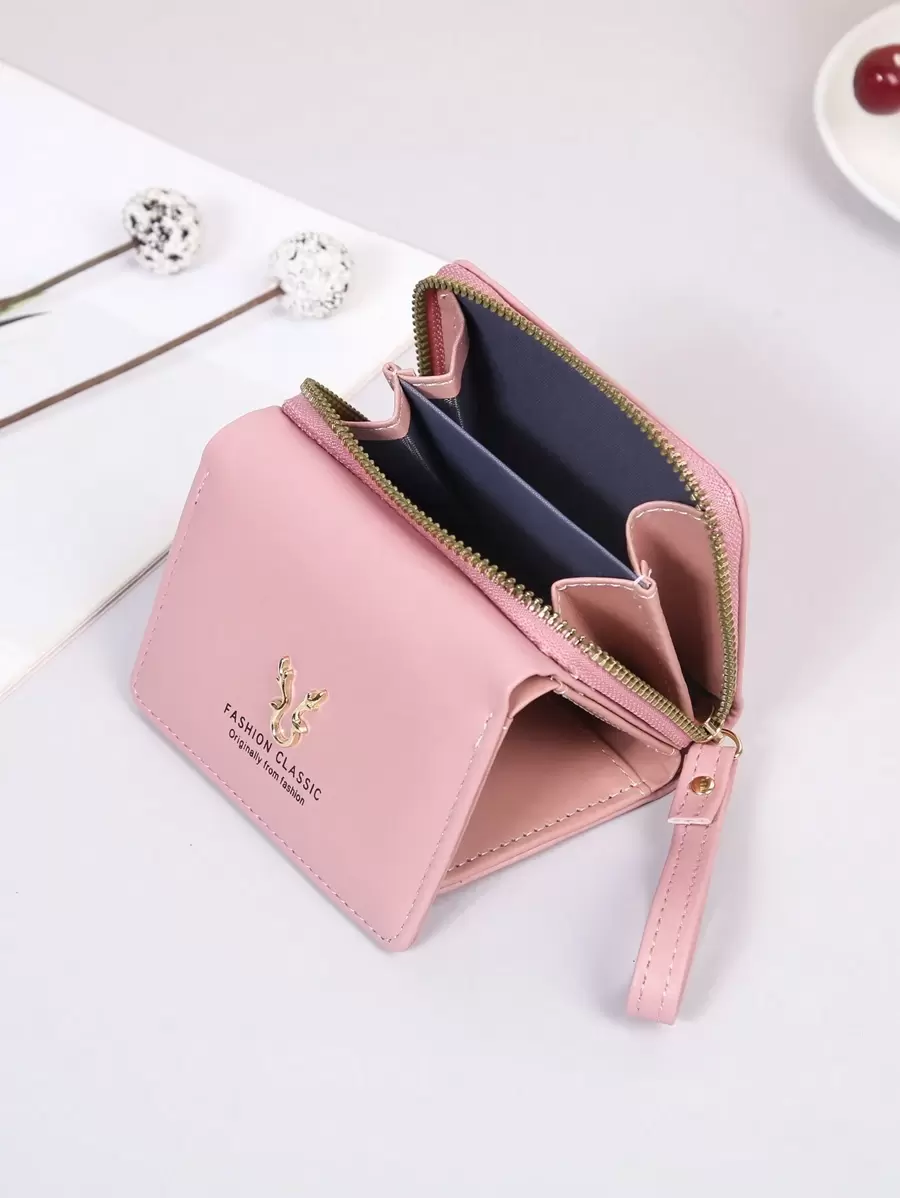 3-Fold Fashion Portable Flip Cover Multi-Layer Chain Wallet For Women ...