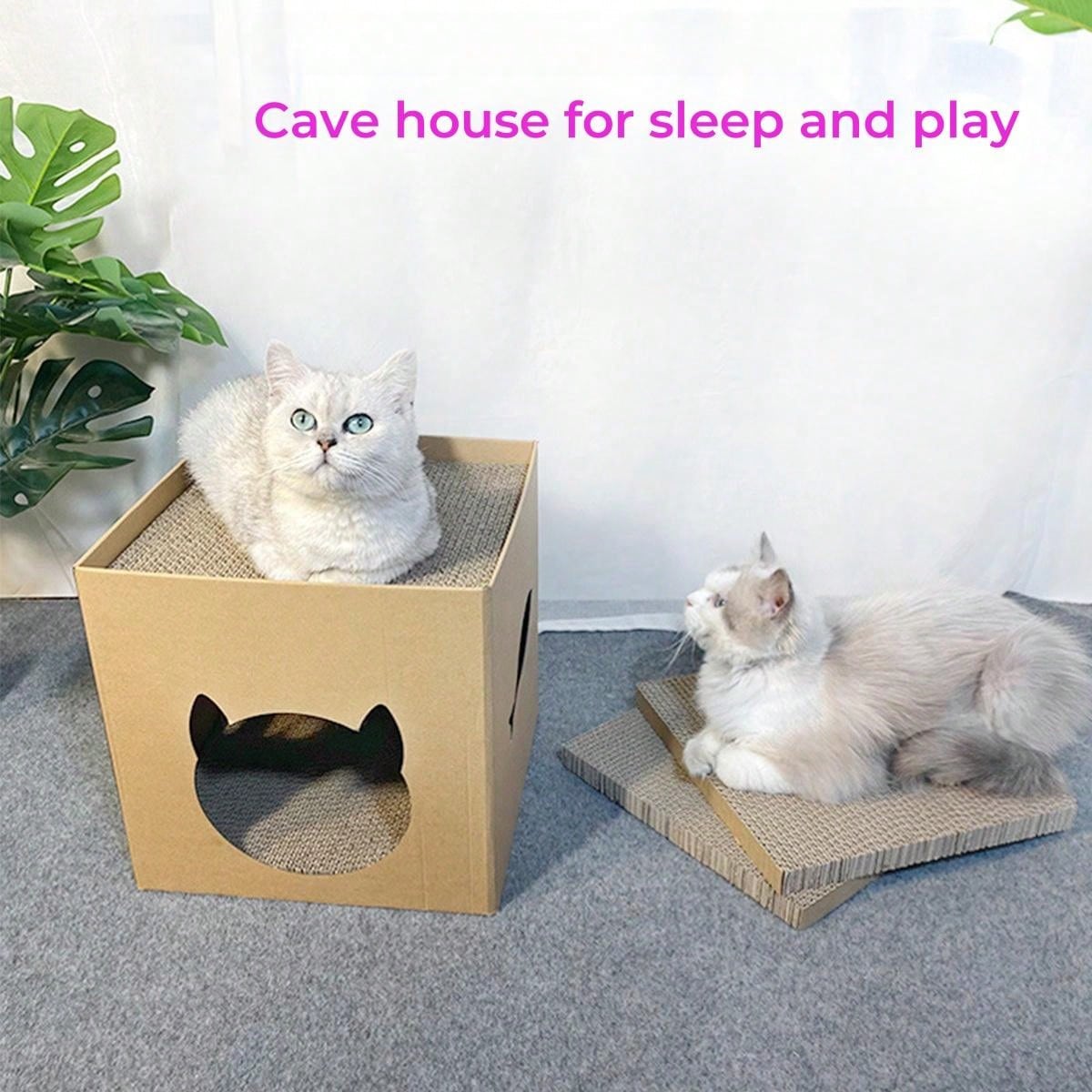 1pc Cardboard Cat House With 2 Story Scratch Pads Cat Play House For ...
