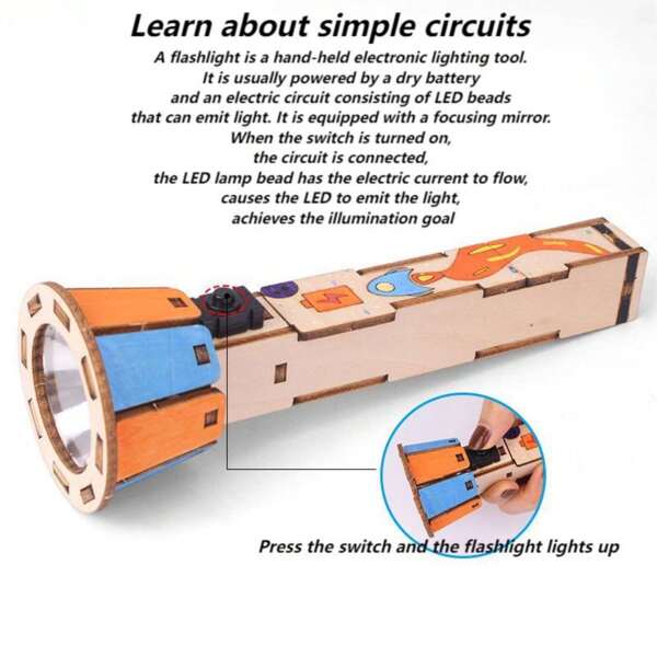 Diy Assembling Electrical Physics Flashlight Small Science Experiment ...