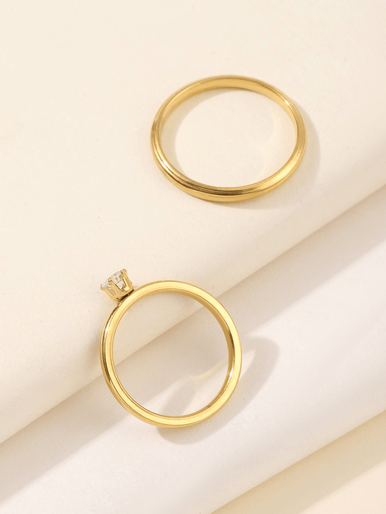 2pcs Stainless Steel Golden Yellow Simple And Ultra-Fine Engagement ...