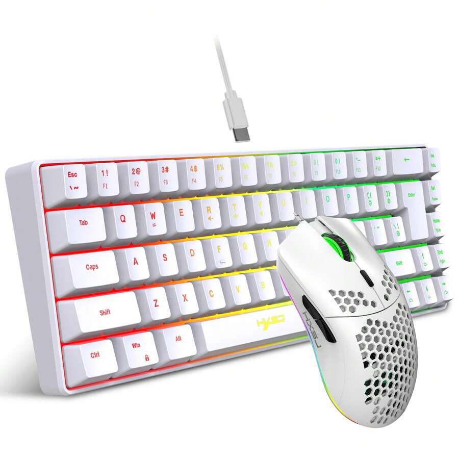 RGB Tastatur und Gaming Maus, kompakte 68-Tasten Mini Kabel Tastatur ...