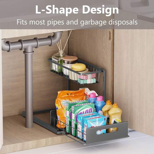 Under Sink Organizers And Storage 2 Tier Slide Out Kitchen Cabinet ...