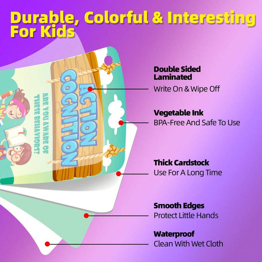 50 Behavior Flash Cards For Toddlers, Reading Flash Cards For Early ...