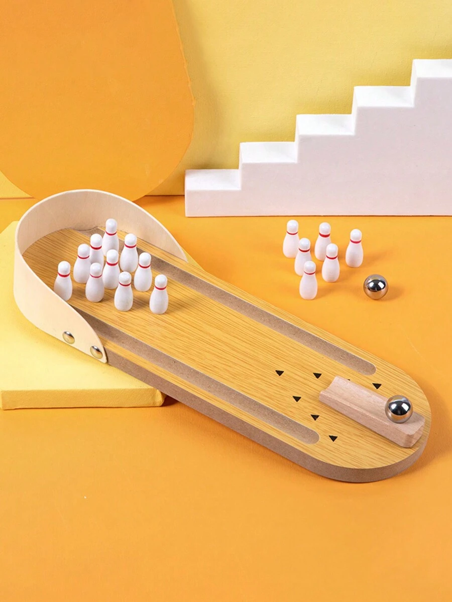 Mini Wooden Bowling Set, Parent-Child Interactive Desktop Rolling Ball ...
