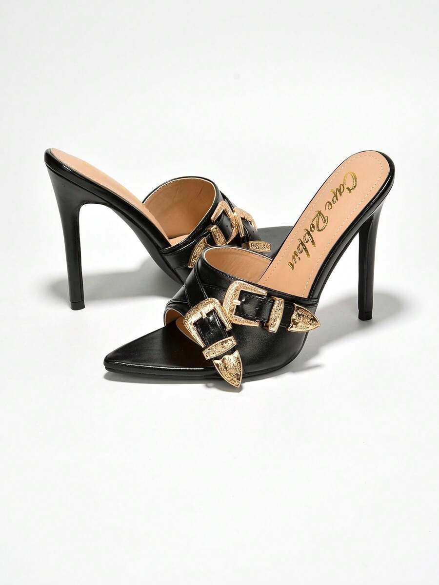 Cape Robbin Marcella Women's Buckles Pointy Toe Odd-Shaped Heels ...