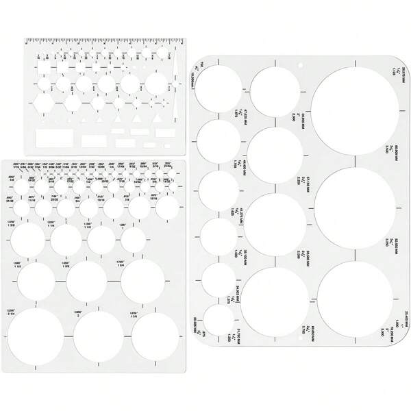 Circle Template Ruler 3 Pack Circle Round Stencil Measure Templates For ...