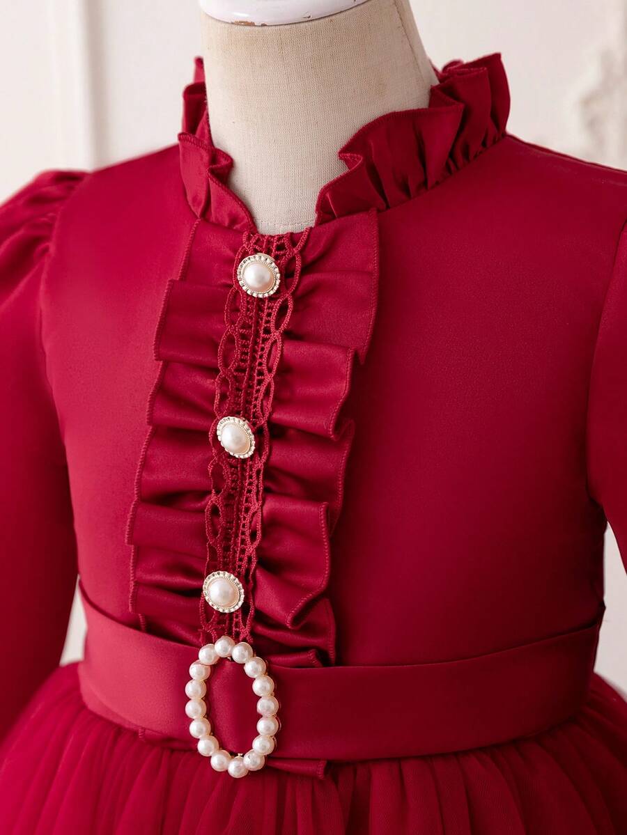 Vêtements D'hiver Pour Filles : Robe De Tulle Rouge Pour Nouveau An ...