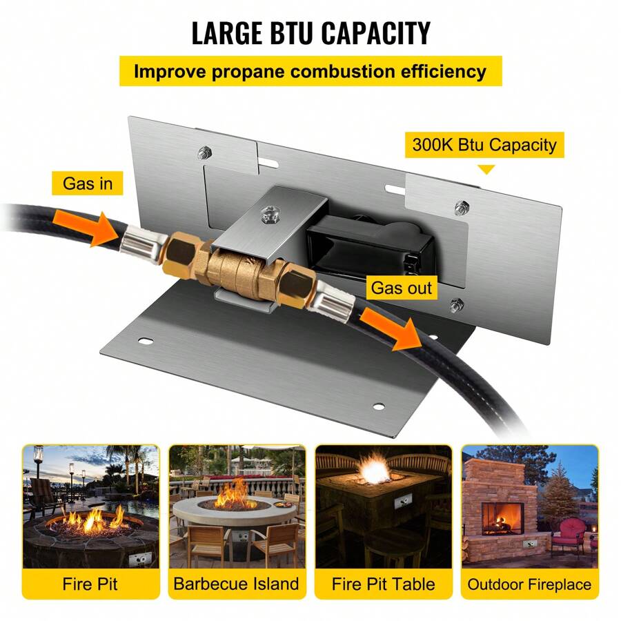 VEVOR Fire Pit Gas Burner Spark Ignition Kit, 300K BTU Fire Pit ...