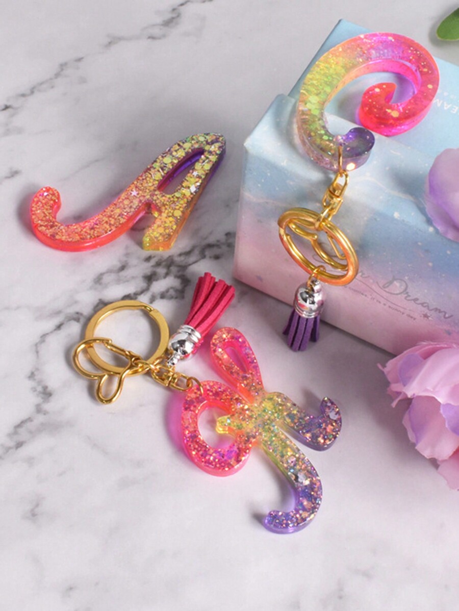 1 Pc Alphabet Silicone Resin Molds Reversed Letter Keychain Molds With ...