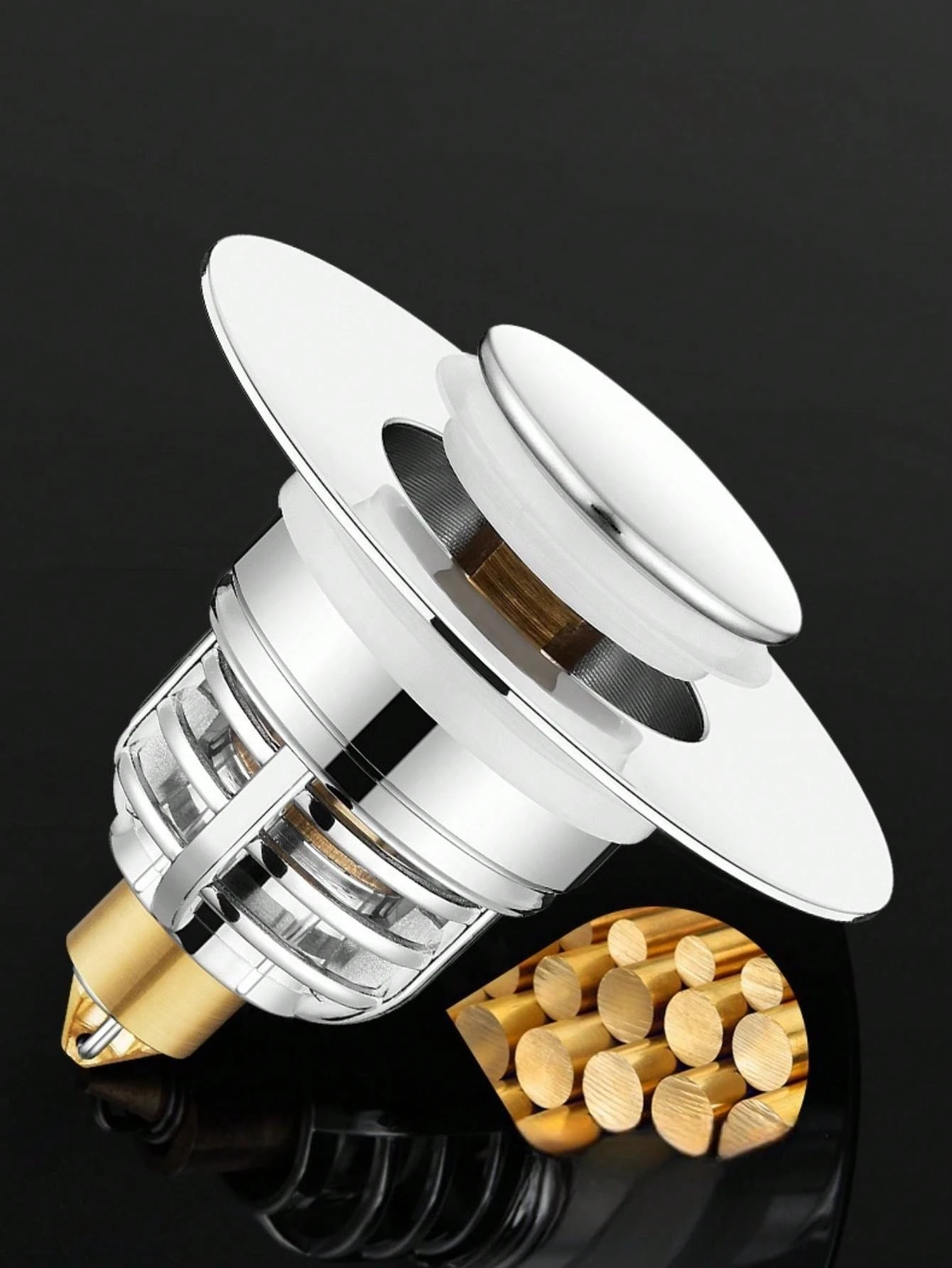 Push-Type Sink Drain Plug With Anti-Odor Water Seal, Pop-Up Drainage ...