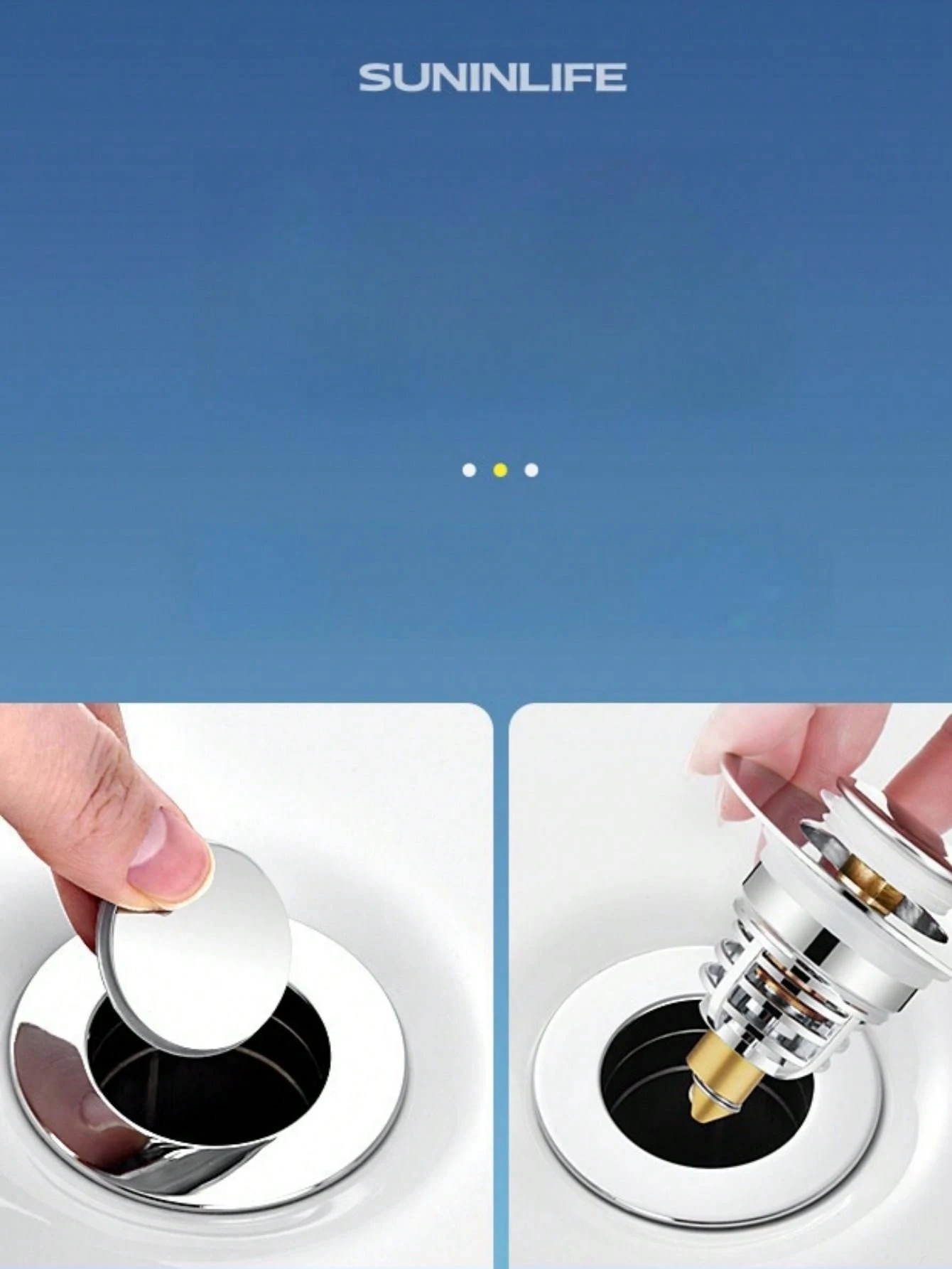 Push-Type Sink Drain Plug With Anti-Odor Water Seal, Pop-Up Drainage ...