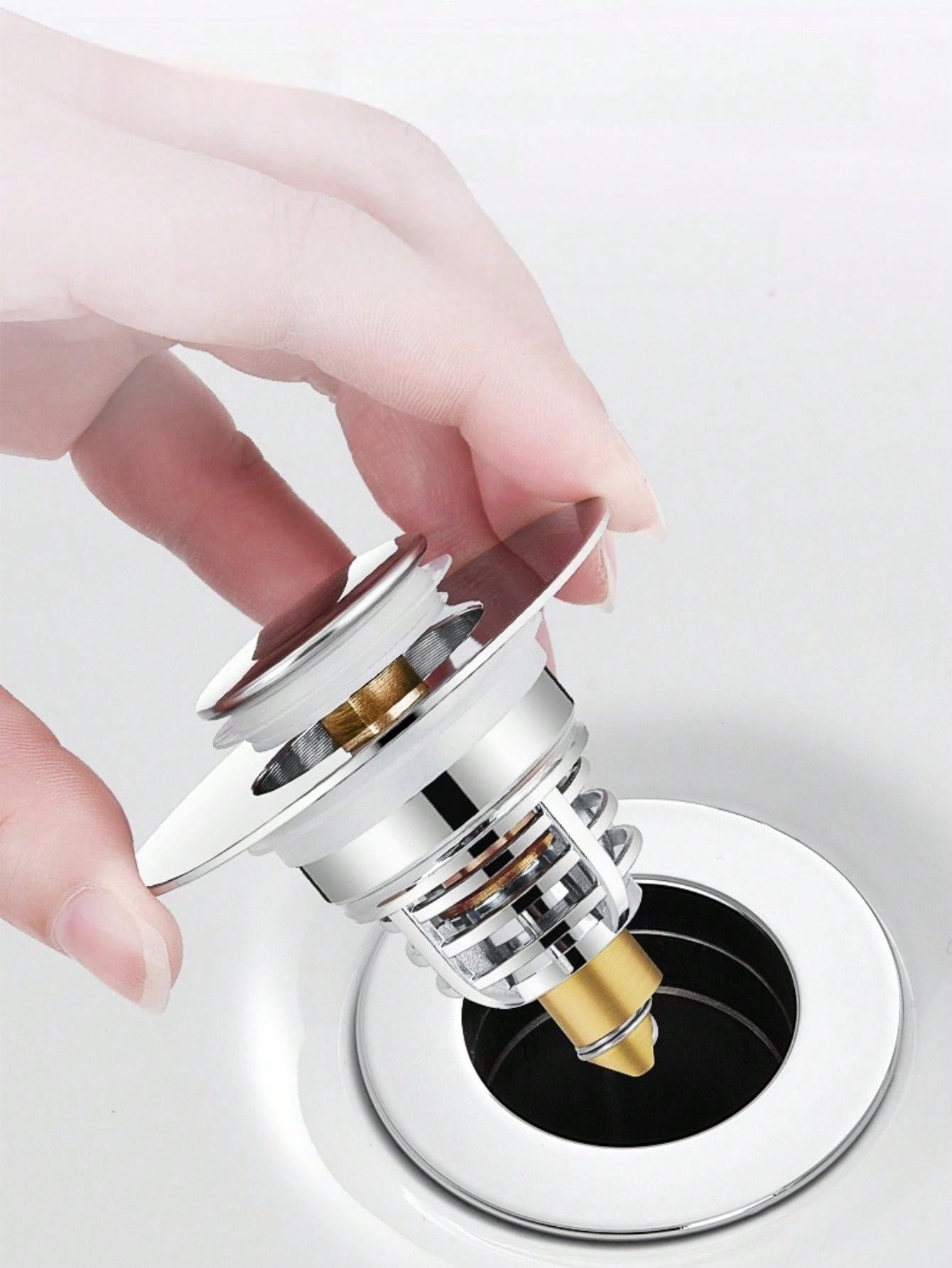 Push-Type Sink Drain Plug With Anti-Odor Water Seal, Pop-Up Drainage ...