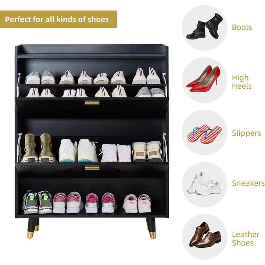Shoe Storage Cabinet With 2 Flip Drawers For Entryway | SHEIN USA