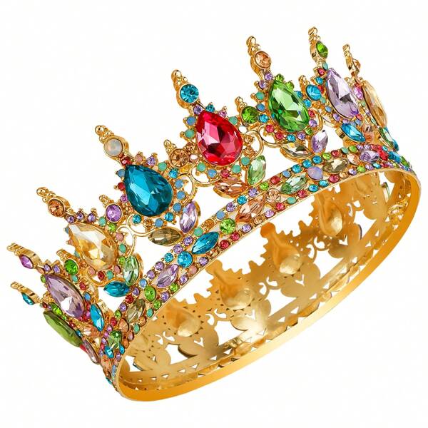 Luxury Baroque Style Round Crown With Diamond Shaped Crystals For ...
