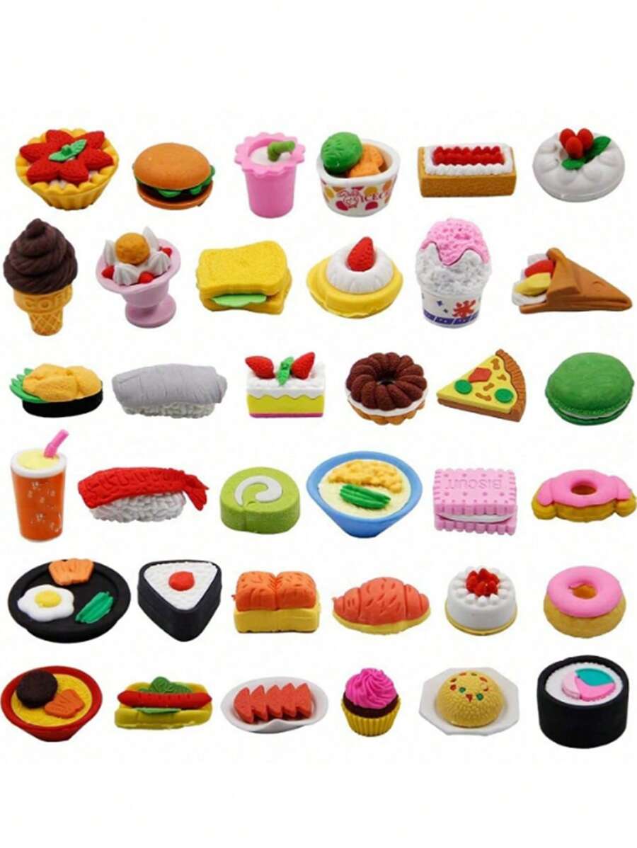 5/15/30PCS Food Erasers Desk Pets For Classroom, Cute Random Mini ...