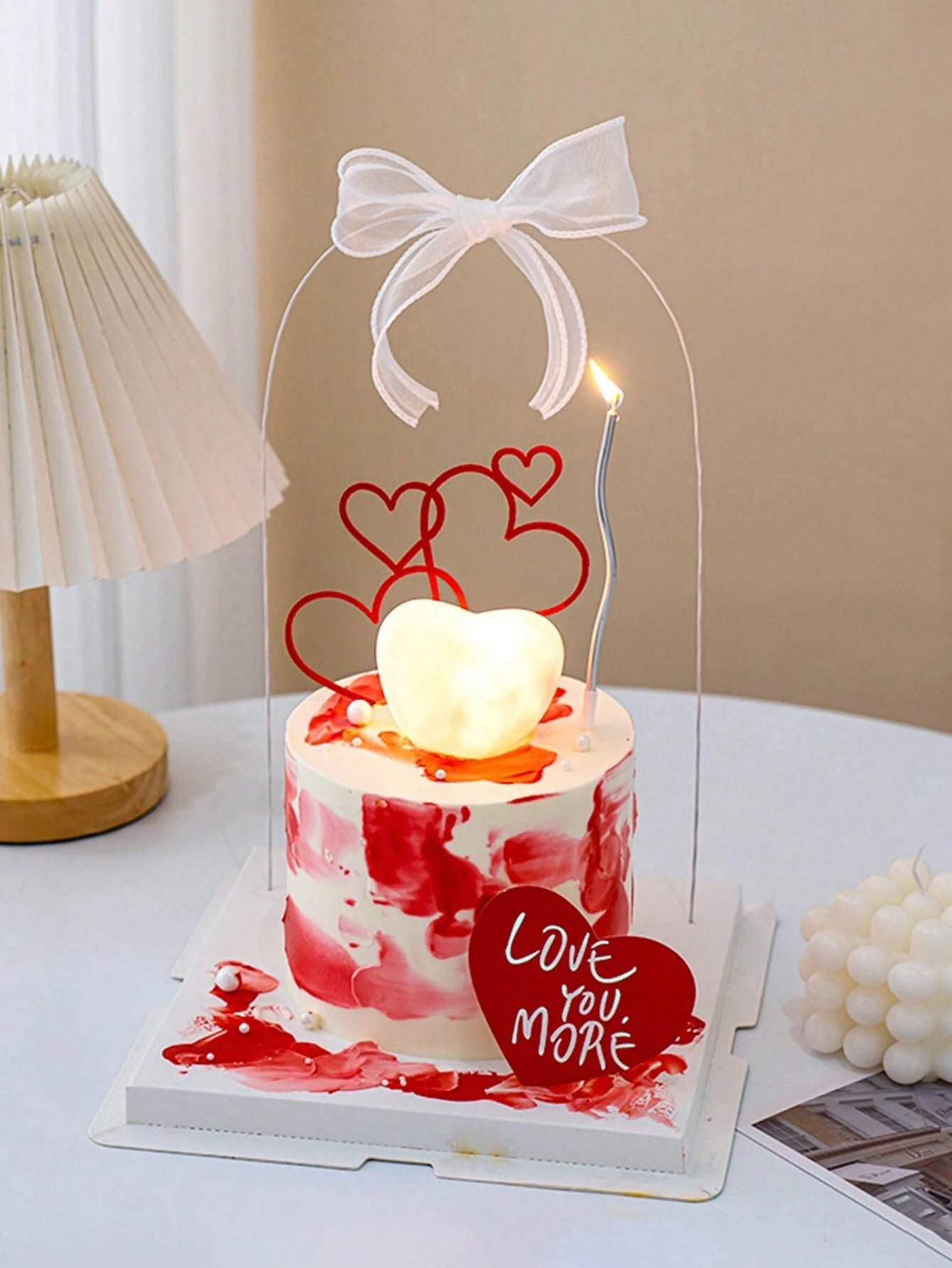 3pcs Acrylic Heart Shaped Cake Toppers With 'Love' Sign For Valentine'S ...